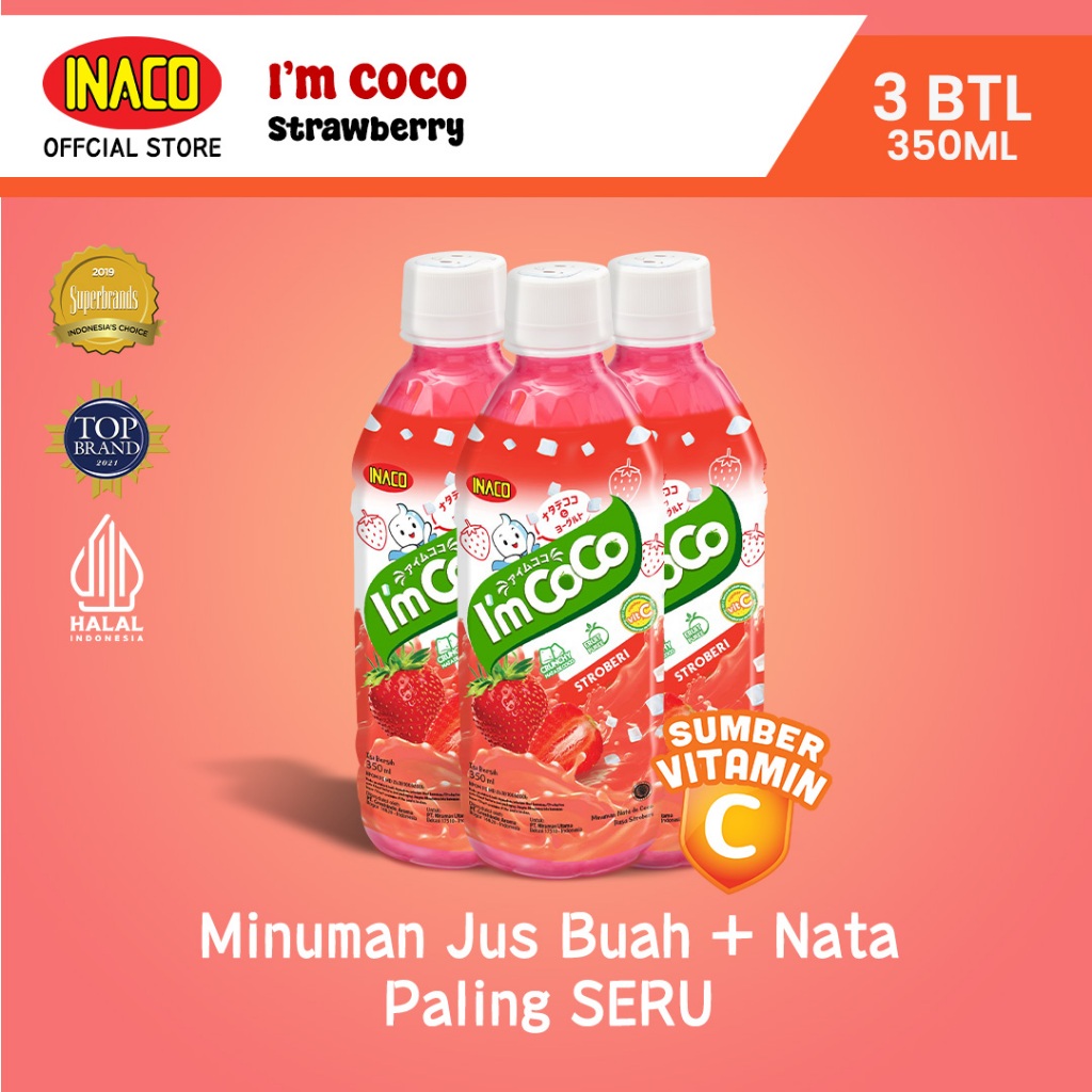 Jual INACO I'm Coco Strawberry 350ml - Triplepack | Shopee Indonesia