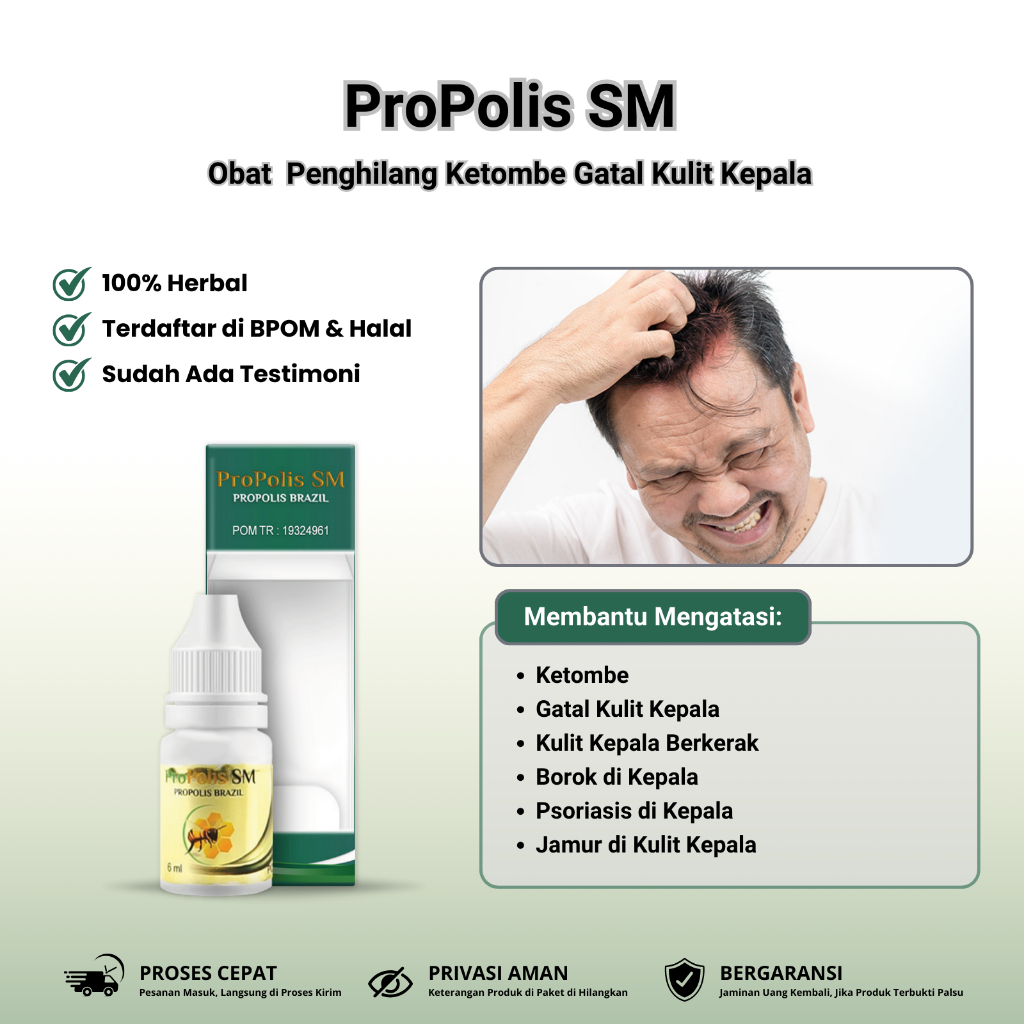 Jual Propolis SM - Obat Ketombe, Obat Gatal Kulit Kepala, Obat Borok di Kepala, Obat Koreng ...