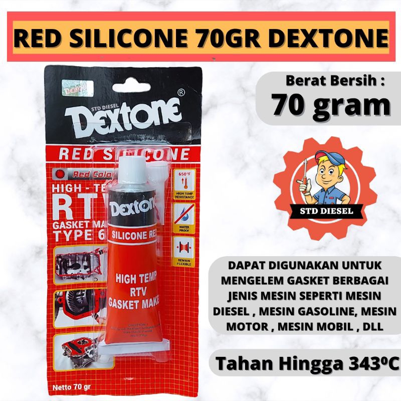 Jual LEM SILICONE RED MERK DEXTONE KEMASAN BESAR 70 GRAM LEM GASKET ...