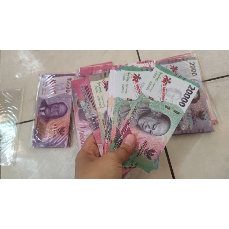 Jual mainan duit-duitan uang uangan isi kurang lebih 30lembar | Shopee ...