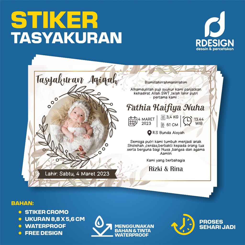 Jual CETAK STIKER SYUKURAN KELAHIRAN BAYI & SYUKURAN AQIQAH | Shopee ...