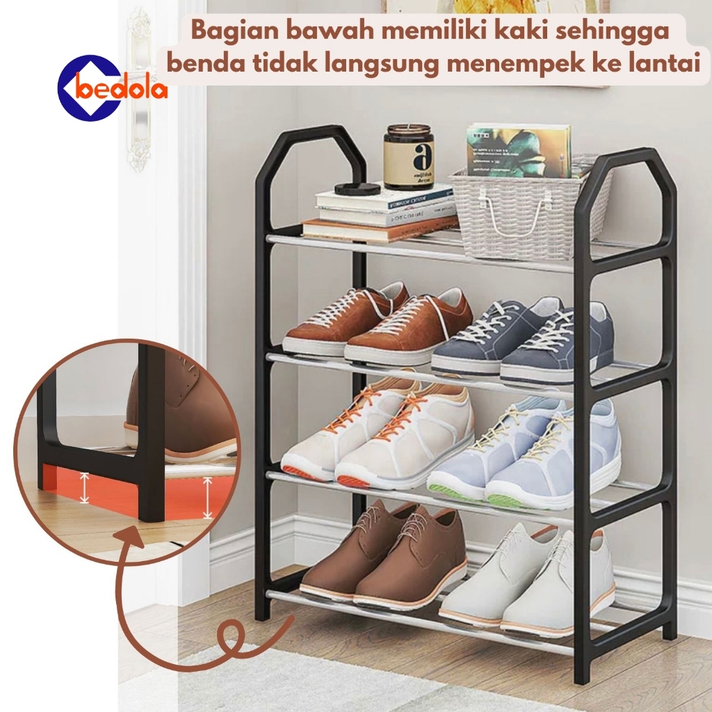 Jual rak sepatu 4 susun tempat sepatu sandal portable rak sandal ...