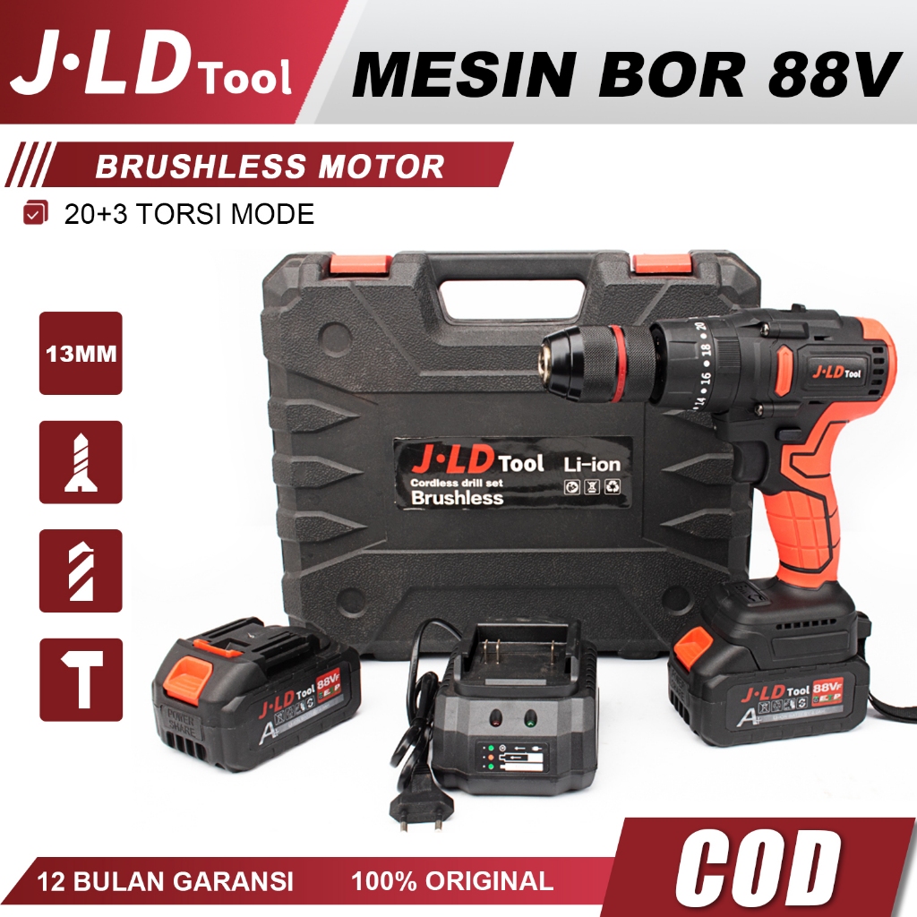 Jual JLD 88V Brushless Mesin bor Impact 13MM Chuck Logam 20+3 Cordless ...