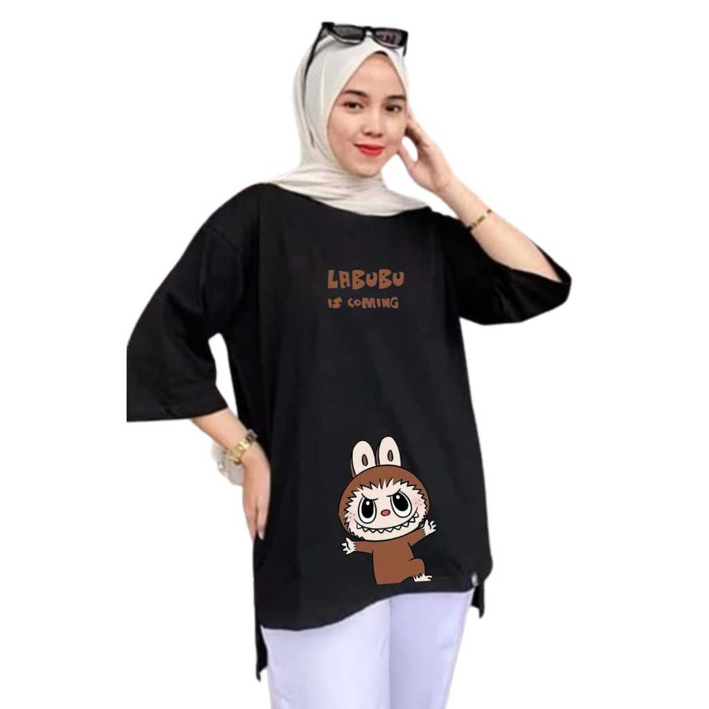 Jual Atasan Wanita Model Oversize Lengan 7/8 Gambar Labubu Print DTF ...