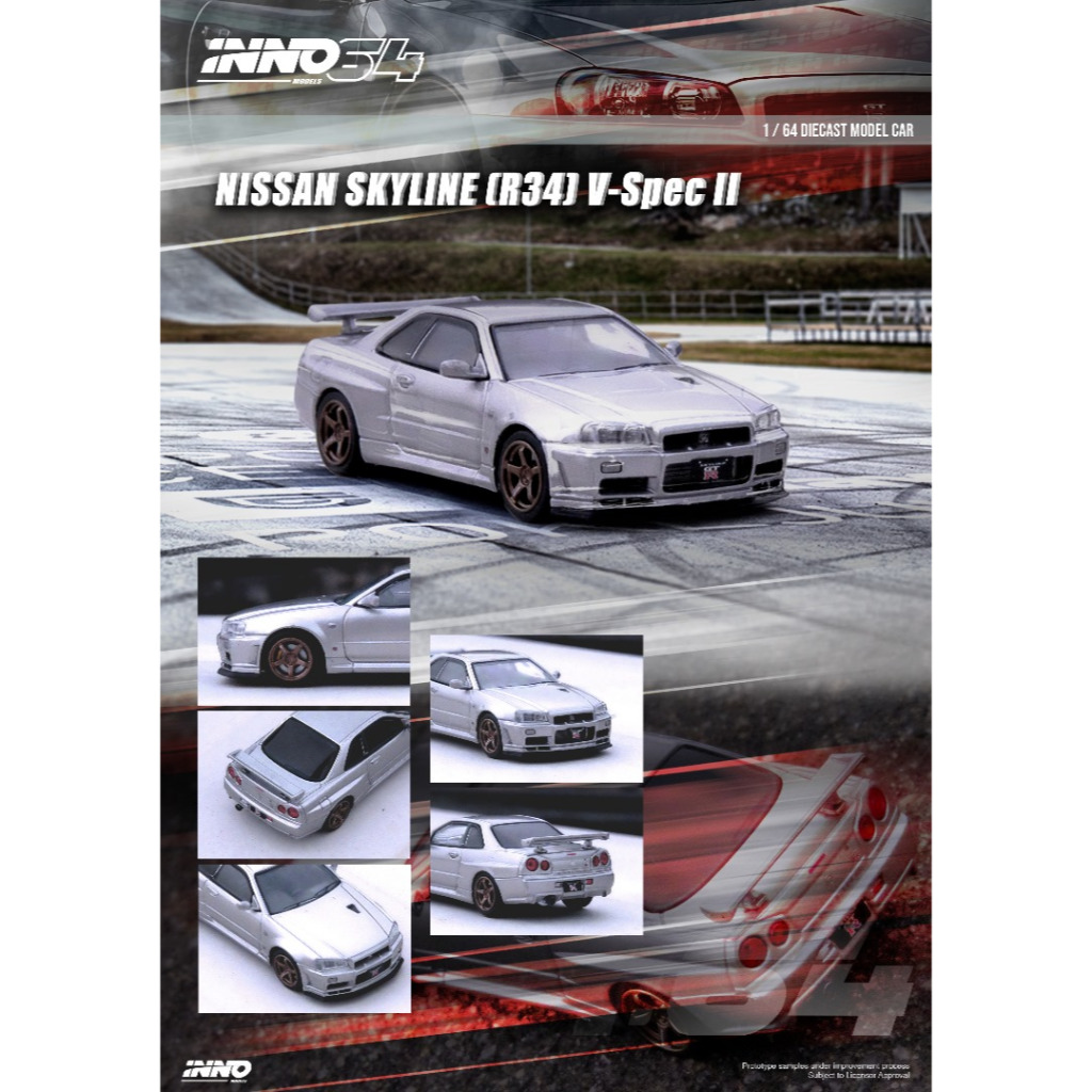 Jual IN64-R34VS-SIL - INNO64 NISSAN SKYLINE GT-R (R34) V-Spec II Silver ...