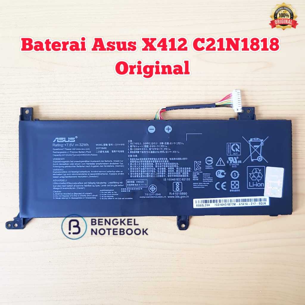 Jual Baterai Asus X412 X412DA X412F X412FA A416 A412D A412FA X412FJ C21N1818 B21N1818-2 C21N1818 ...