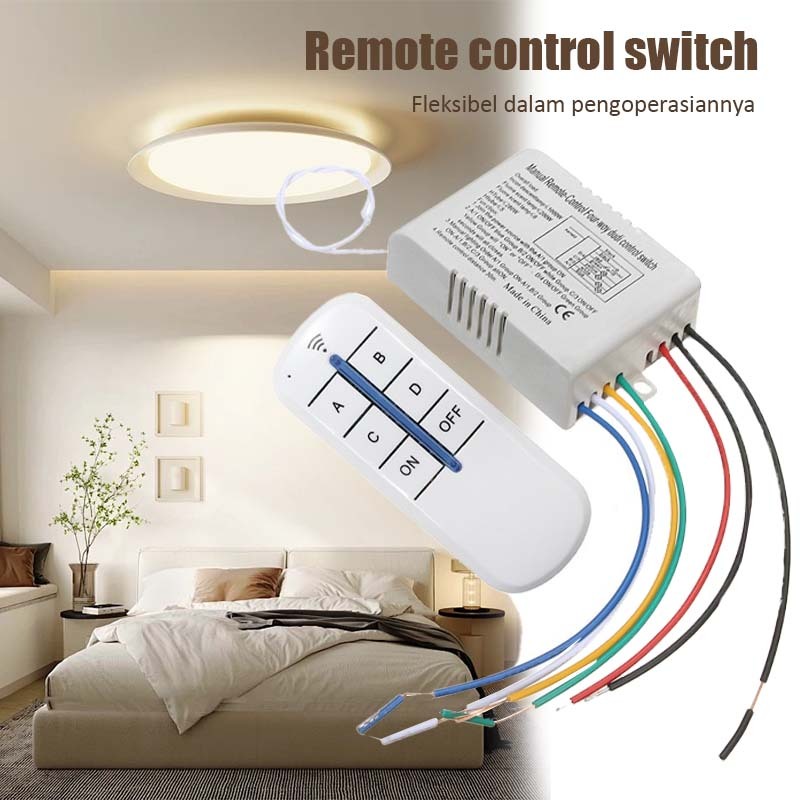 Jual 220V Saklar Remote 4 Chanel Remote Switch On Off Lampu Saklar ...