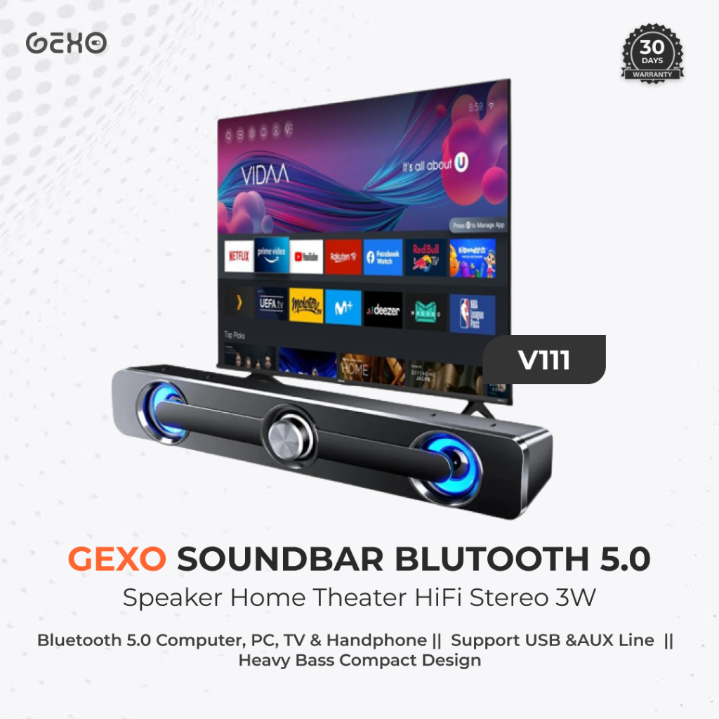 Jual Gexo Speaker Bluetooth V-111 / Soundbar Home Theater HiFi Stereo ...
