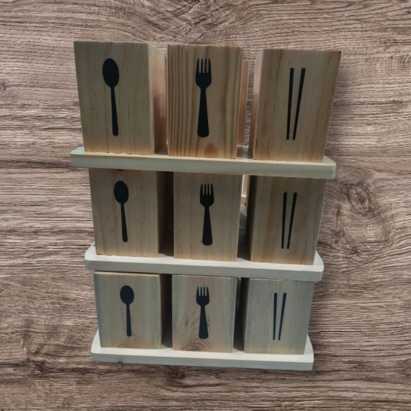 Jual Tempat sendok garpu sumpit aesthetic modern minimalis kayu/rak ...
