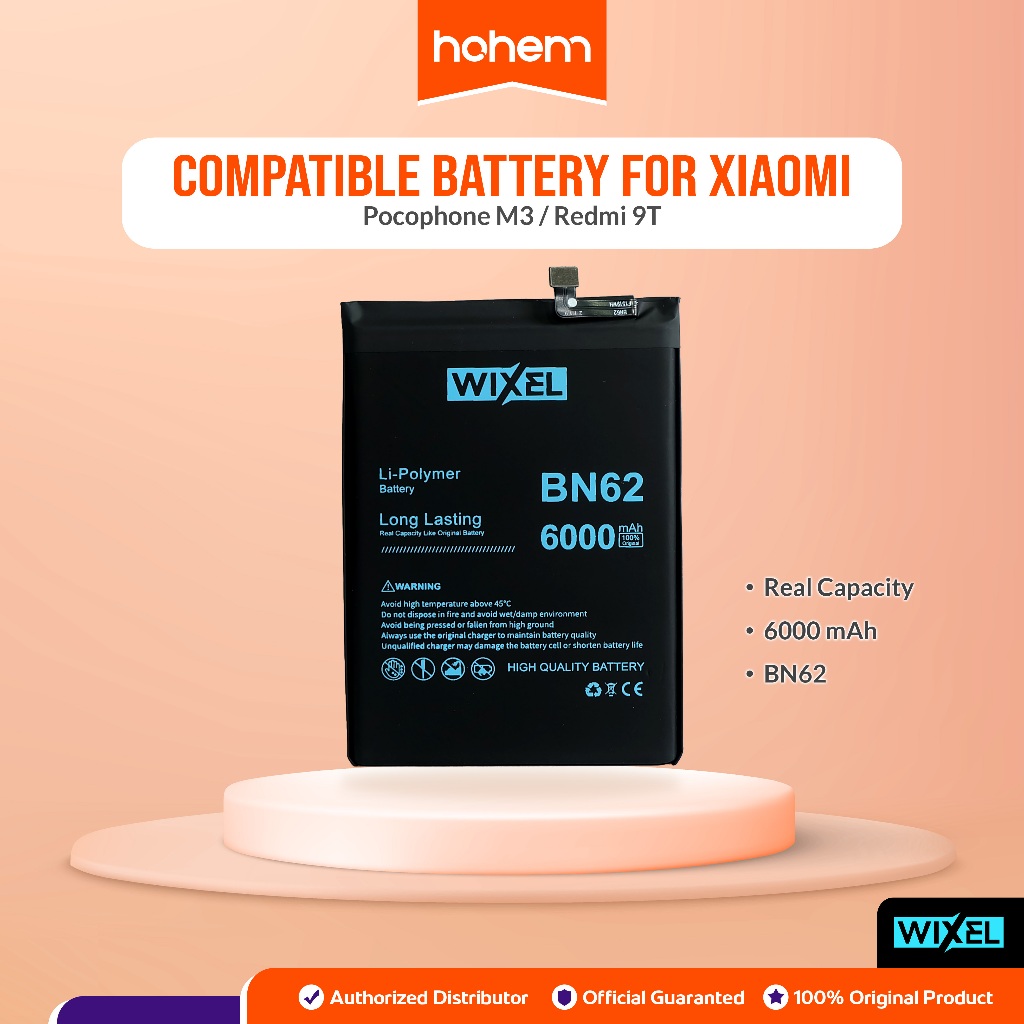 Jual WIXEL ORIGINAL Baterai Pocophone Poco M3 XiaoMi Redmi 9T BN62 ...