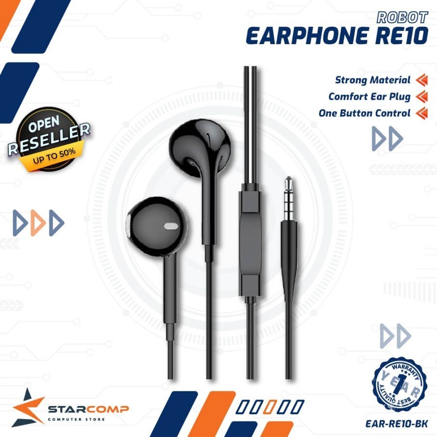Jual Robot RE10 Headset Original Wired Bass Earphone RE-10 High Sound ...