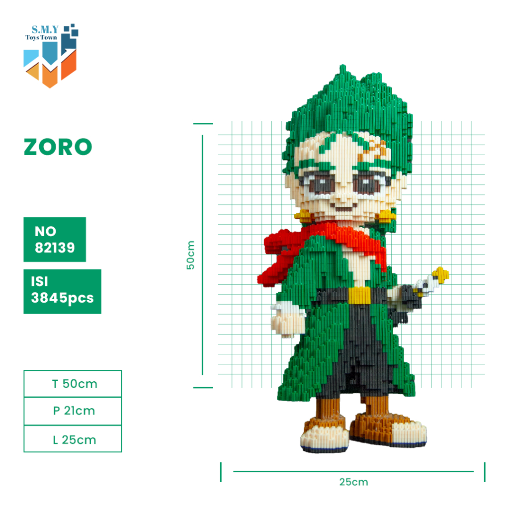 Jual SMY Toystown One Piece Zoro Big Nano Blocks Mainan Edukasi Blok ...