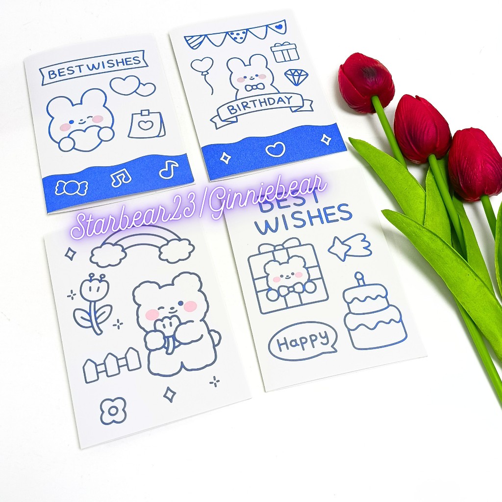 Jual kartu ucapan / greeting card blue bear cute ( CIA 914) | Shopee ...