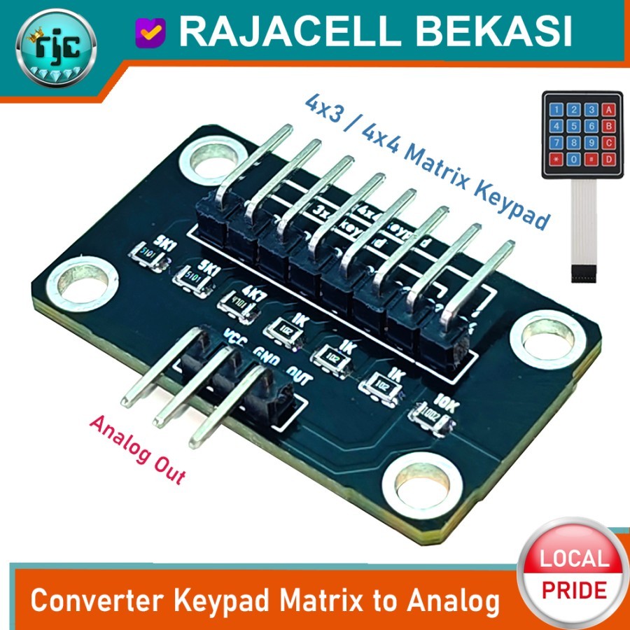 Jual Module Converter Keypad Matrix 4x4 4x3 to Analog Out 1pin Penghemat GPIO Arduinoo | Shopee ...