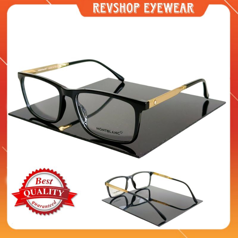 Jual Frame Kacamata Premium Acetate Pria MB2318 Square Black Gold ...