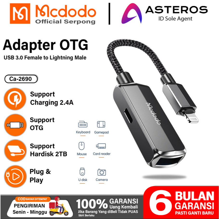 Jual MCDODO Adapter 2in1 OTG iPhone To USB 3.0 For Hardisk Flashdisk ...