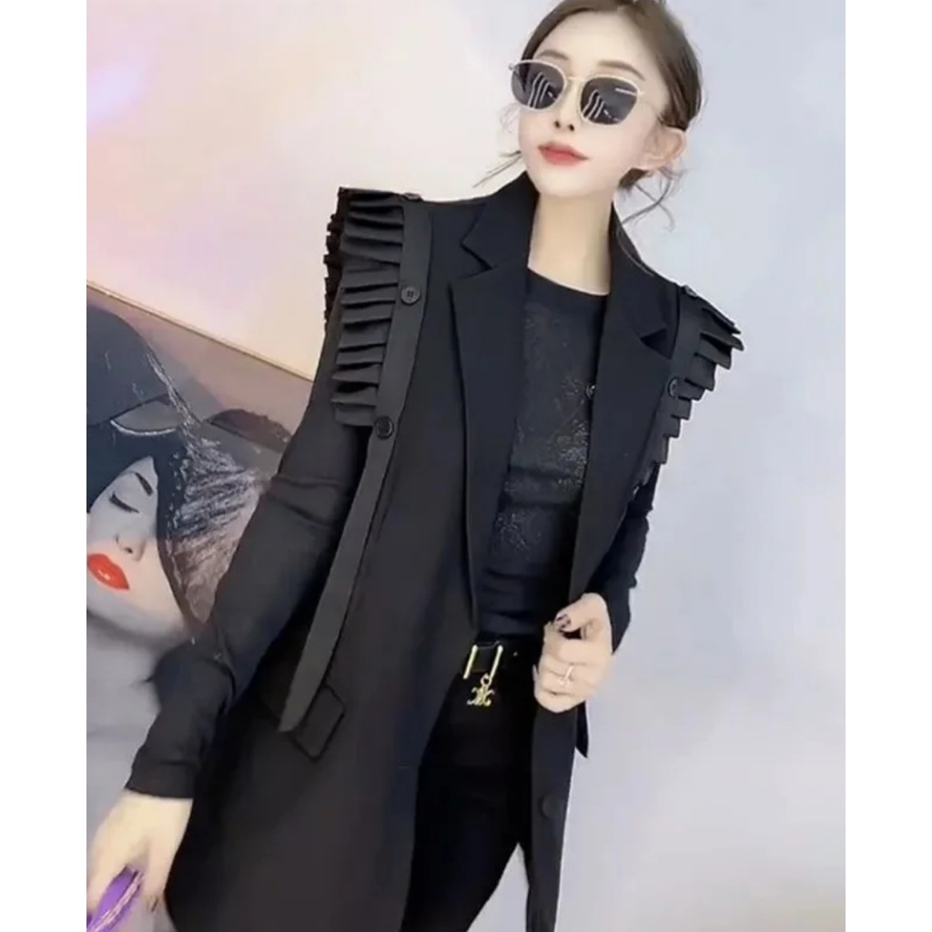 Jual Blazer rompi ruffle korean style | Shopee Indonesia