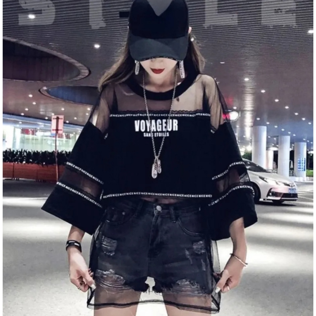 Jual blus wanita jala shippon voyafista korean style | Shopee Indonesia