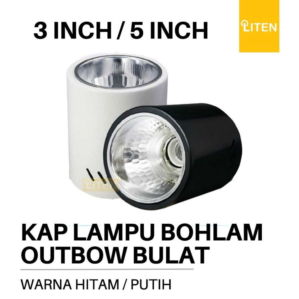 Jual Kap Lampu Downlight Outbow BULAT 3.5 inch 3.5" / 5 Inch 5" Bohlam ...
