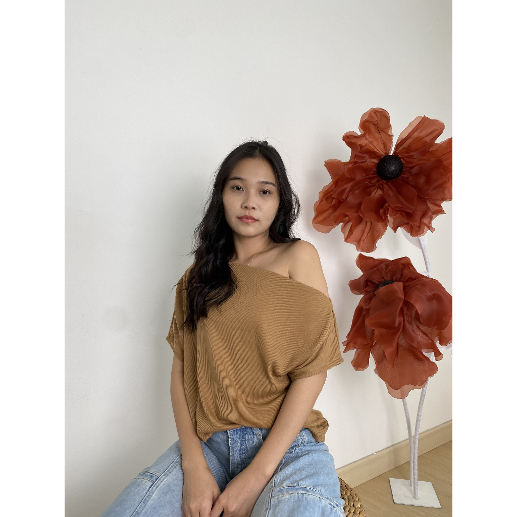 Jual [Lolabae] FIONA Baju Atasan Wanita | Off Shoulder Basic Top Polos | One Shoulder Blouse ...