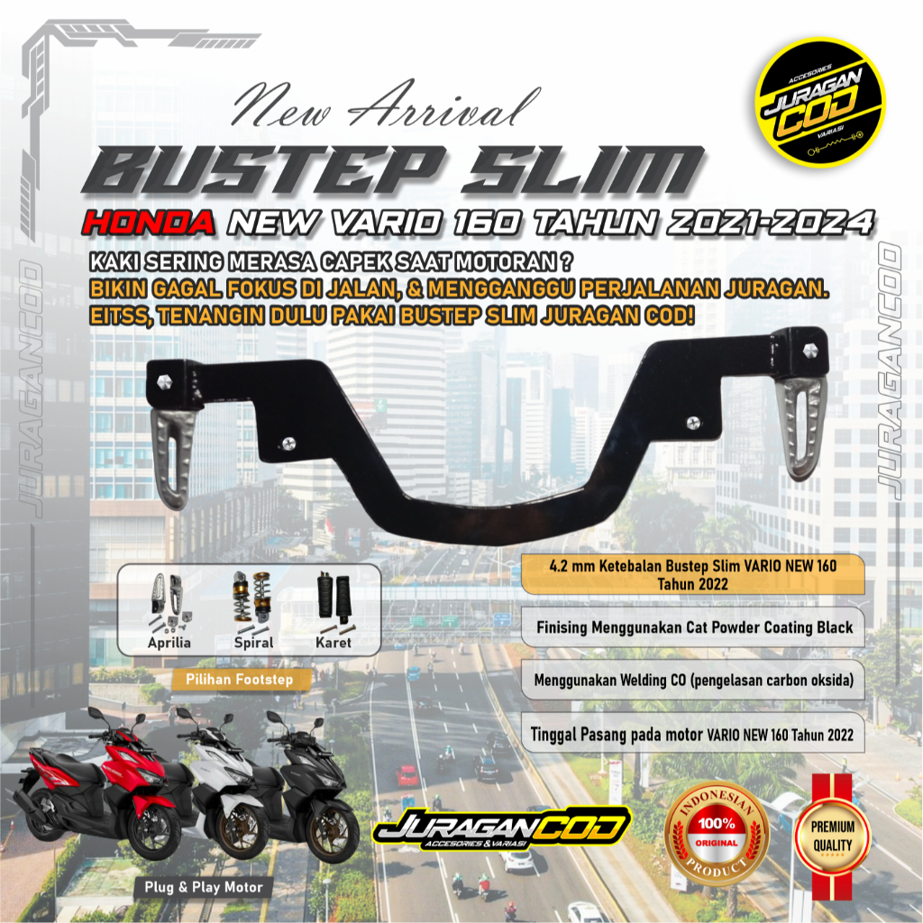 Jual Pijakan kaki Footstep Motor Honda Vario 160 ABS CBS new 2021-2025 postep slim flatbar ...