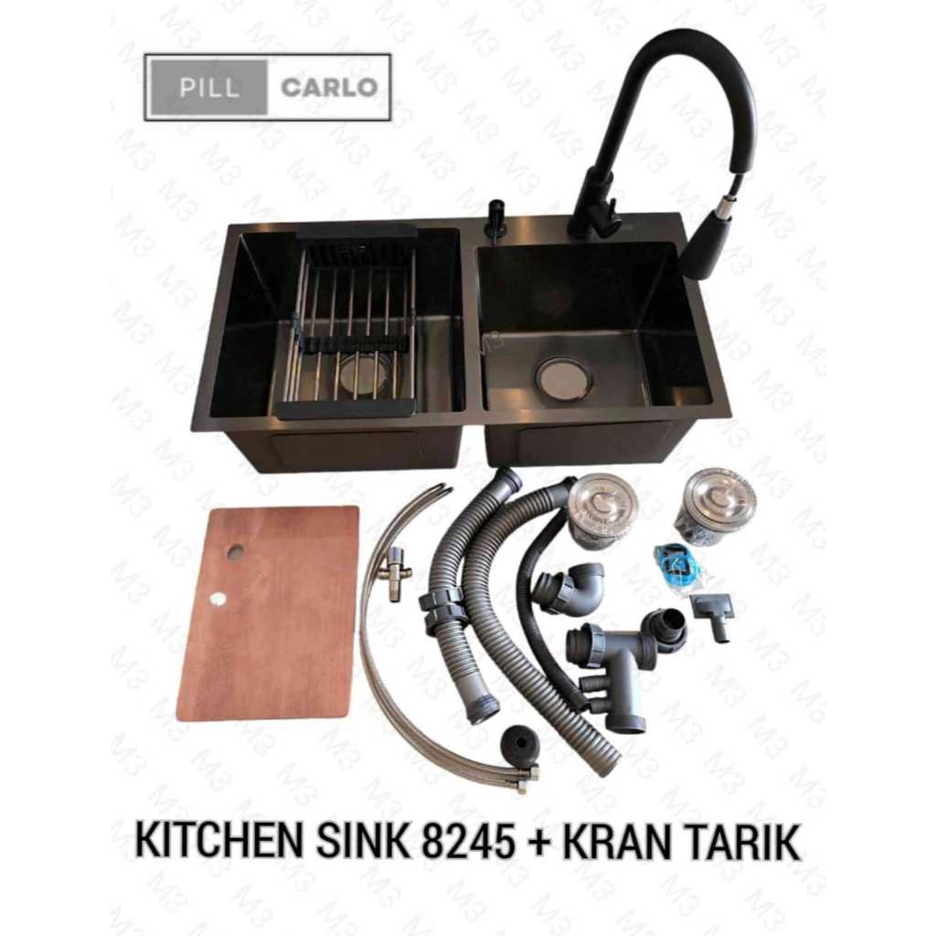 Jual (INSTANT) PAKET KITCHEN SINK 8245 PILL CARLO BLACK + KRAN TARIK ...