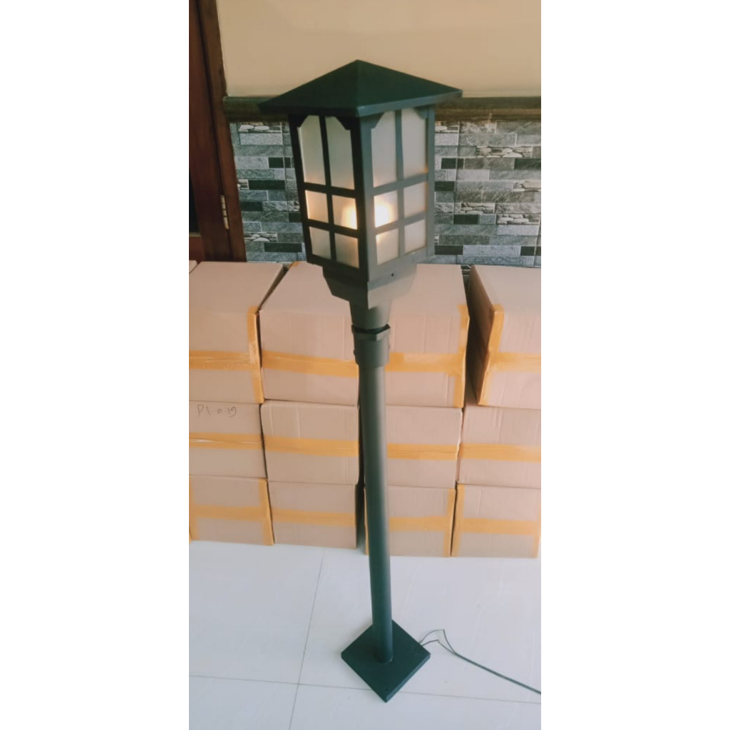 Jual Lampu hias taman outdoor tiang besi bulat drat ulir set tiang 1 ...