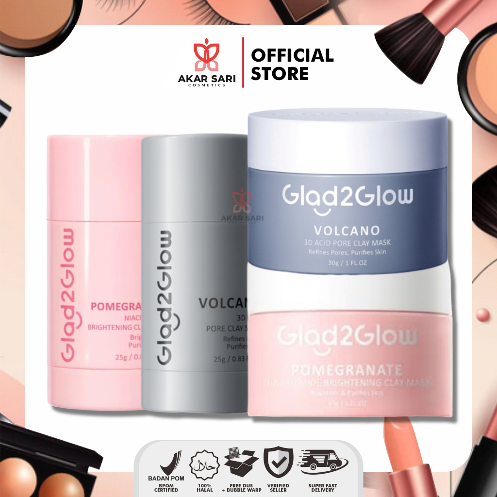 Jual GLAD2GLOW VOLCANO 3D ACID PORE CLAY MASK | POMEGRANATE NIACINAMIDE BRIGHTENING - Clay Stick ...