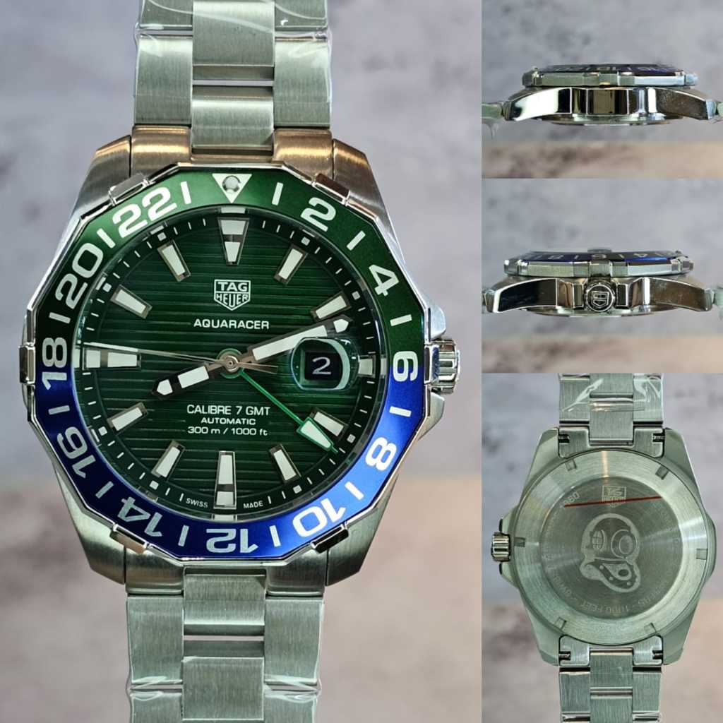 Jual KERATON JAM TANGAN PRIA TAG HEUER AQUARACER GMT SILVER PLAT HIJAU ...