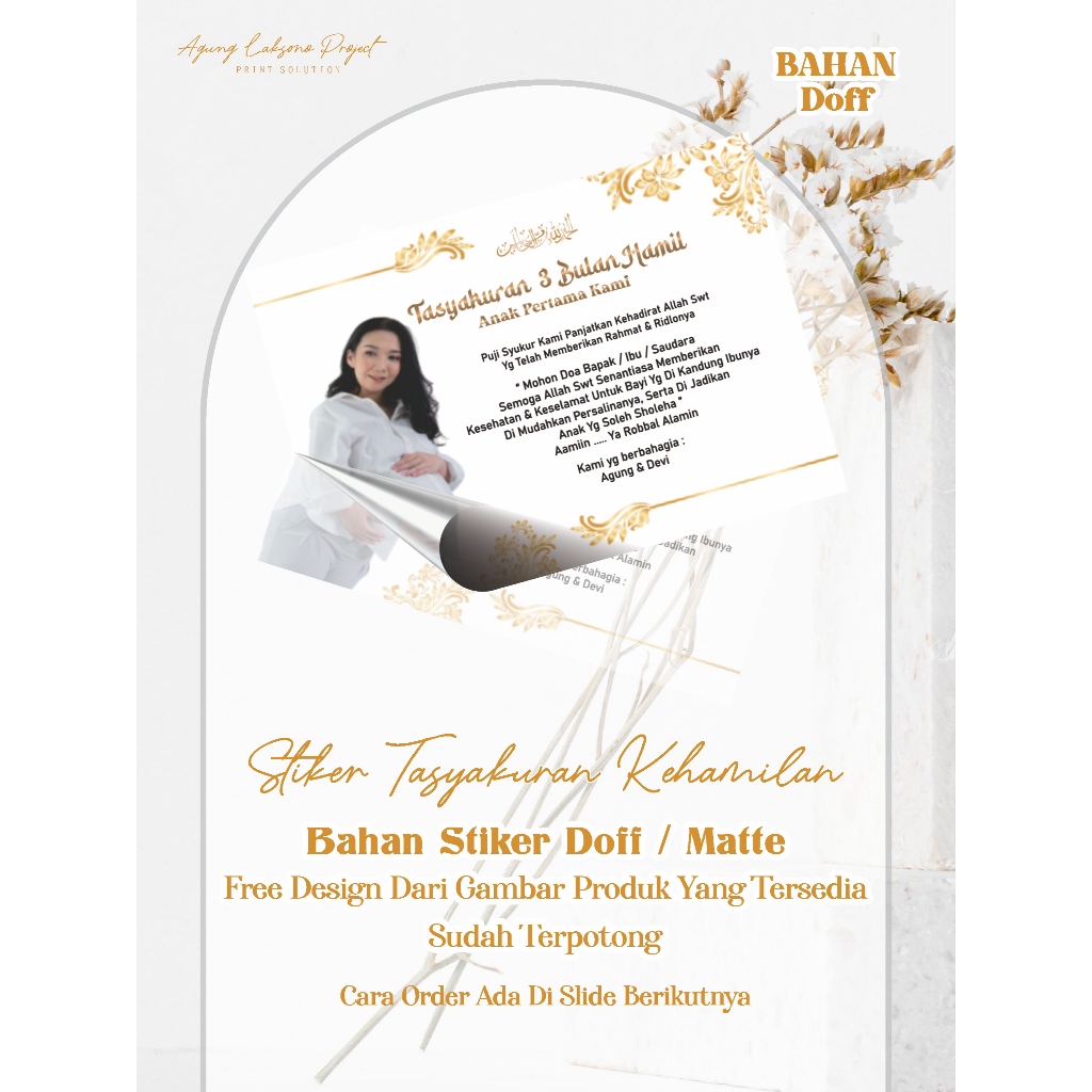 Jual Stiker Tasyakuran Kehamilan 3 Bulanan 7 Bulanan Bahan Doff / Matte ...