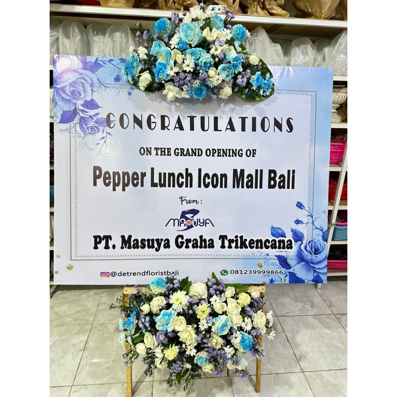 Jual Papan ucapan Thema Biru 100cm x 125cm 2 titik bunga Thema Putih ...