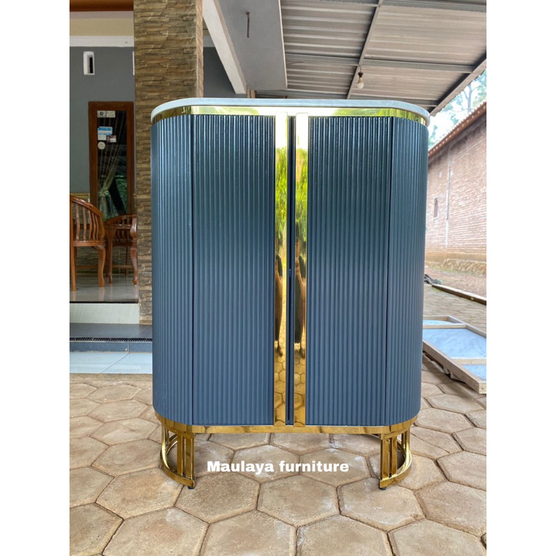 Jual Meja Consul Top Asli marmer Carrara List Stainless | Shopee Indonesia