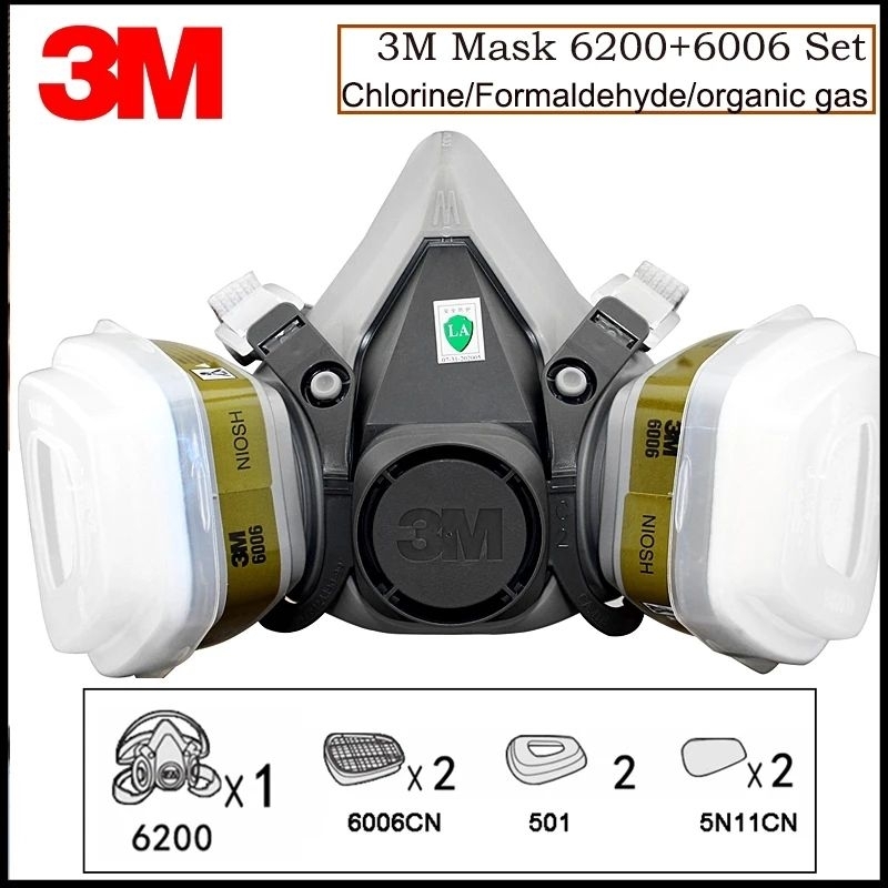 Jual 3M 6200 Masker Gas Respirator + 3M 6006 Cartridge filter Complete Set | Shopee Indonesia