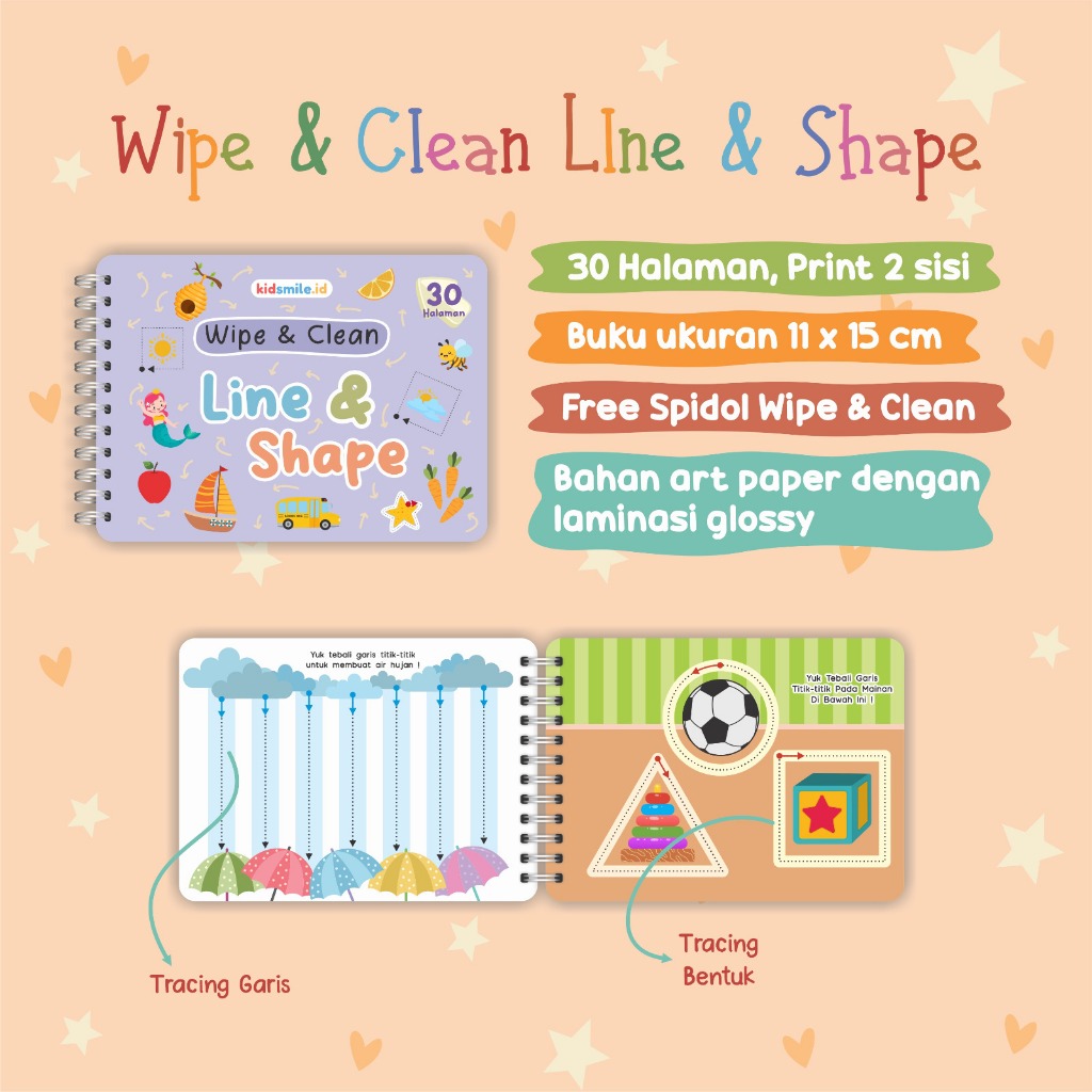 Jual Buku Wipe And Clean Kidsmile Activity Book Tracing Book Buku Belajar Menulis Huruf Angka ...