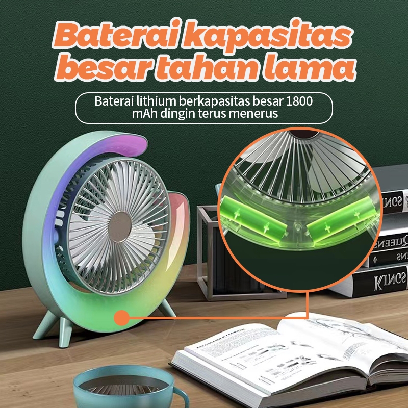 Jual Kipas angin meja portabel USB 1800 mAh 10 inci kipas meja hening ...