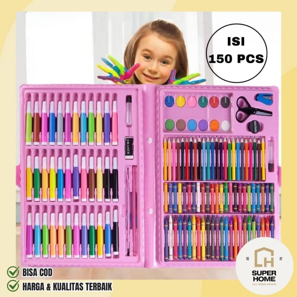Jual Stationary Set isi 150 pcs / Alat Warna Crayon Set / Alat Tulis ...