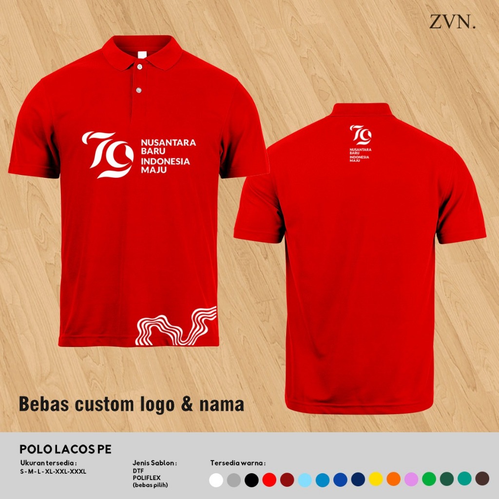 Jual Kaos Polo Lacos Premium Murah sablon Nusantara 17 Agustus - ZVN ...
