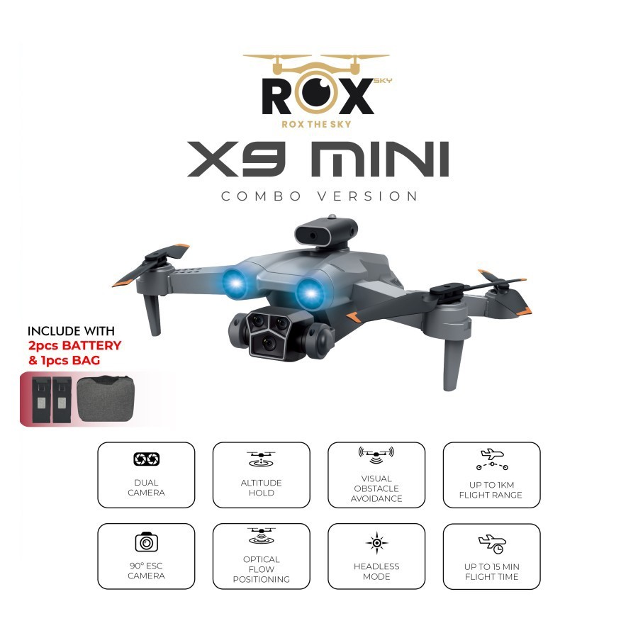 Jual ROX X9 Mini Drone HD Dual Camera WiFi FPV - ROX X 9 | Shopee Indonesia