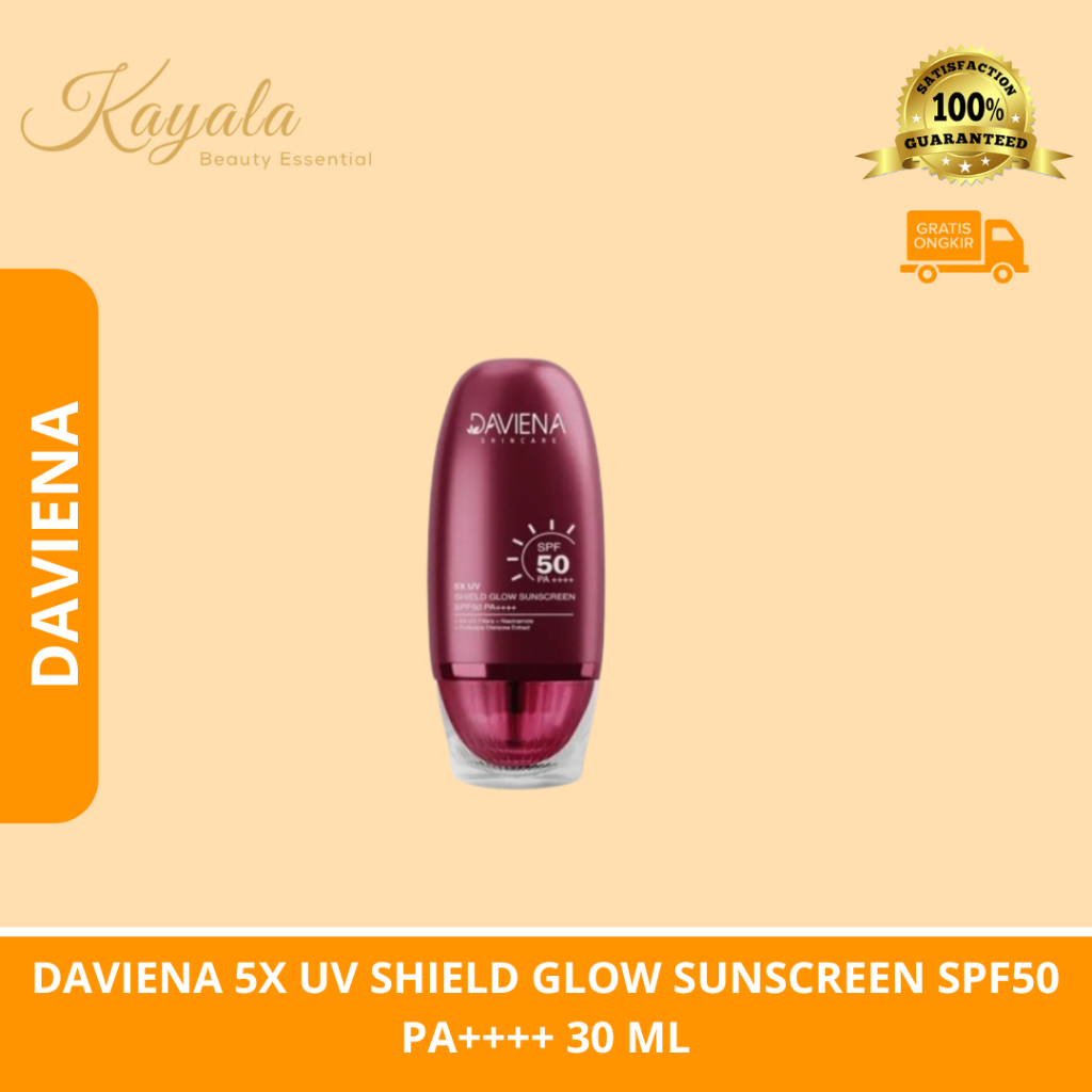 Jual DAVIENA 5X UV SHIELD GLOW SUNSCREEN SPF50 PA++++ 30 ML | Shopee ...
