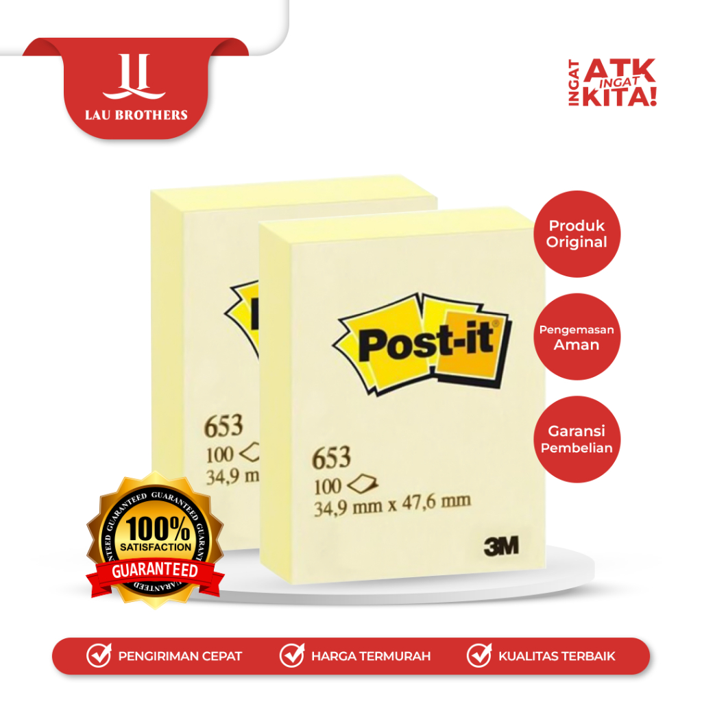 Jual POST IT 3M STICKY NOTE NO.653 (1PAD) | Shopee Indonesia