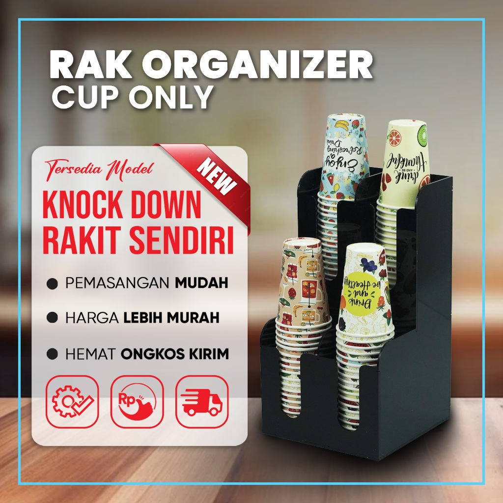 Jual Rak Cup Holder / Rak Paper Cup Akrilik Cup Only 4 Slot | Shopee ...