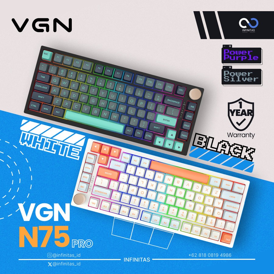Jual VGN N75 / N-75 PRO Hotswap Gasket Wireless 75% Mechanical Keyboard | Shopee Indonesia
