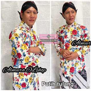 Jual surjan kembang bahan katun 100% ori surjan bunga baju adat jawa ...