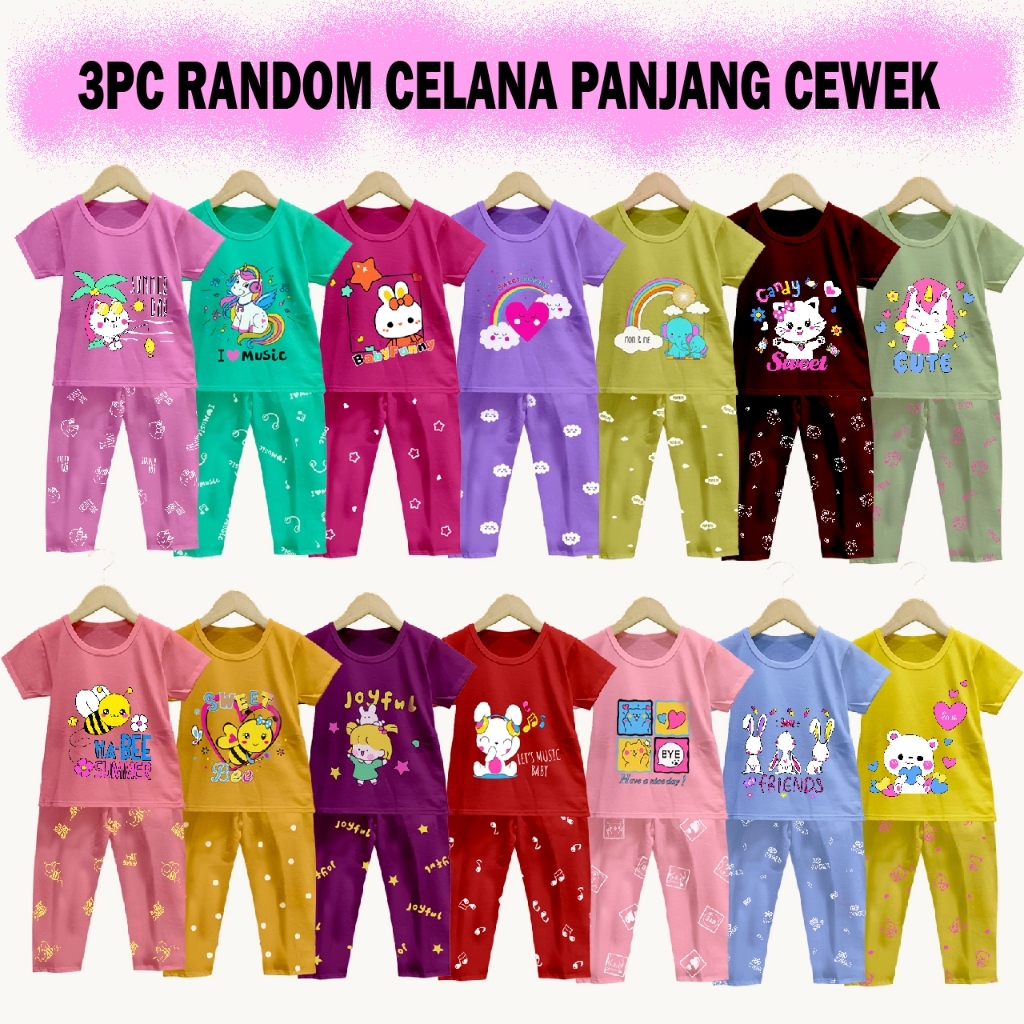Jual Ramora Paket 3pcs Random Setelan Baju Anak Perempuan Celana ...