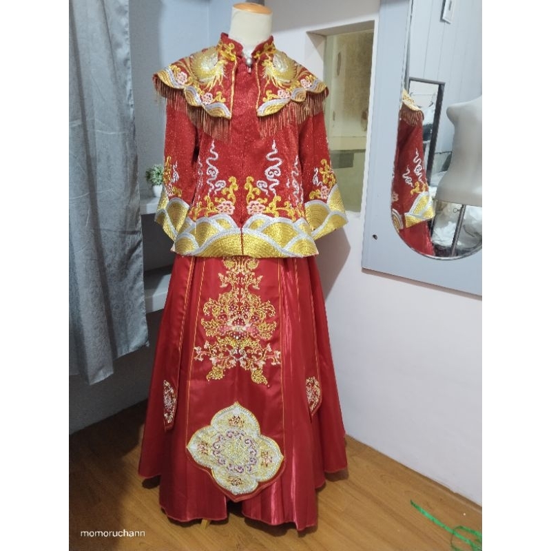 Jual [Premium Ready] Gaun pengantin china motif merak / baju pengantin ...
