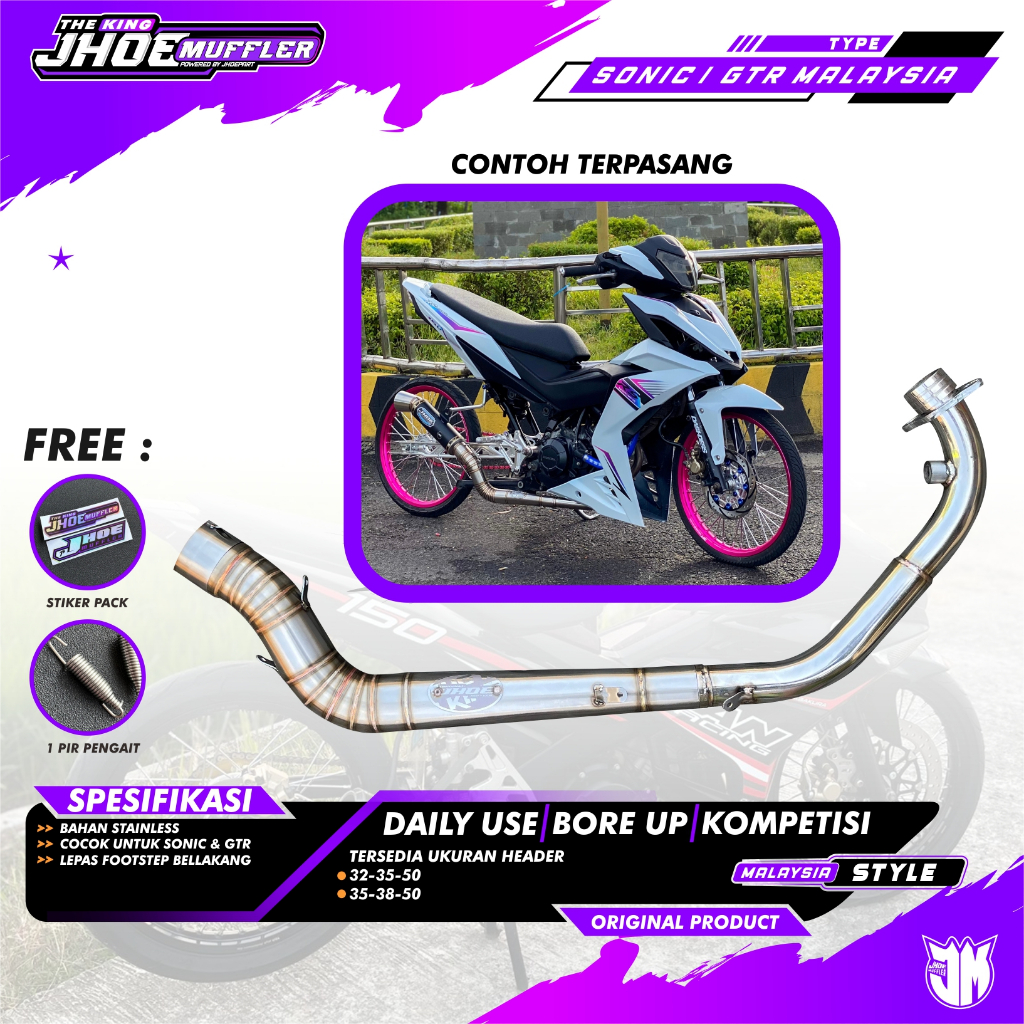 Jual Header Knalpot motor Sonic 150 Supra GTR 150 Original Jhoe Muffler ...