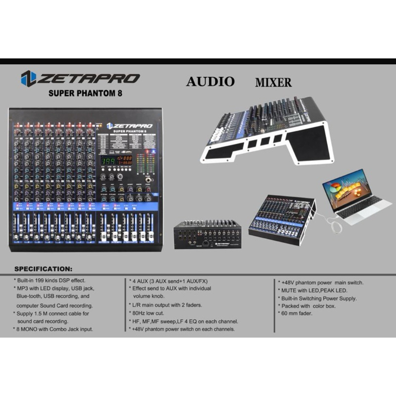 Jual MIXER AUDIO ZETAPRO SUPER PHANTOM 8, COMPRESSOR / Zetapro Original | Shopee Indonesia