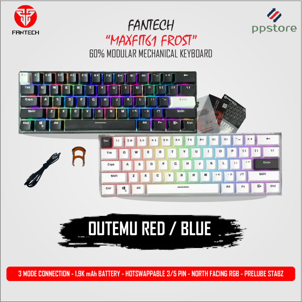 Jual Fantech Maxfit61 Frost Wireless 60% Modular Mechanical Keyboard ...
