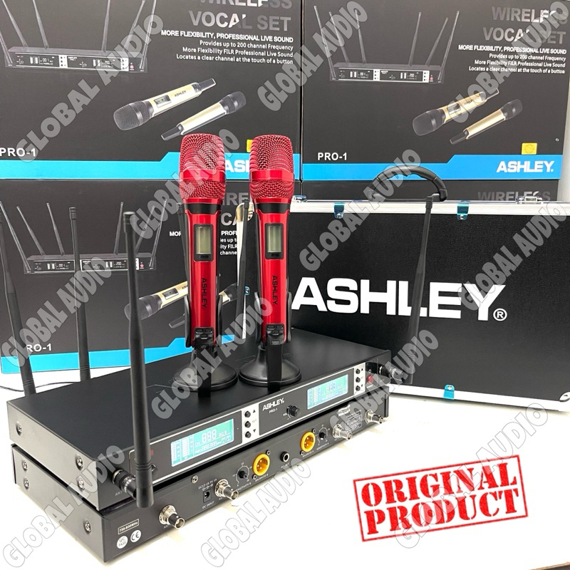 Jual Mic Wireless Ashley PRO 1 Merah Handheld Free Koper Mic Red Ashley ...