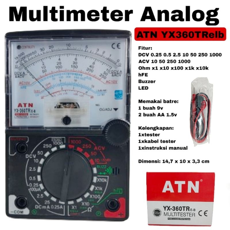 Jual Multitester ATN YX360TReb Multimeter Analog YX-360TReb Tester YX ...